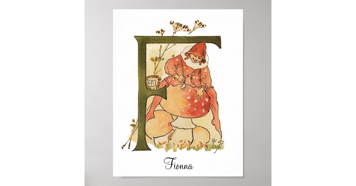 Personalized Vintage Alphabet Letter F Poster | Zazzle