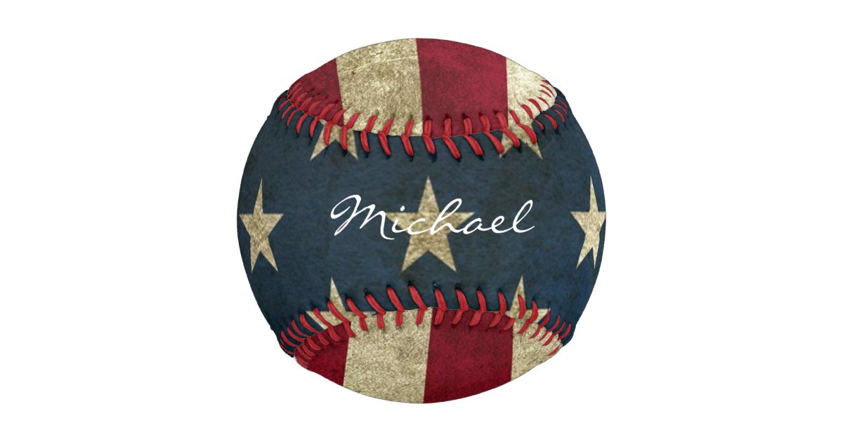 Personalized Vintage American Flag Baseball | Zazzle