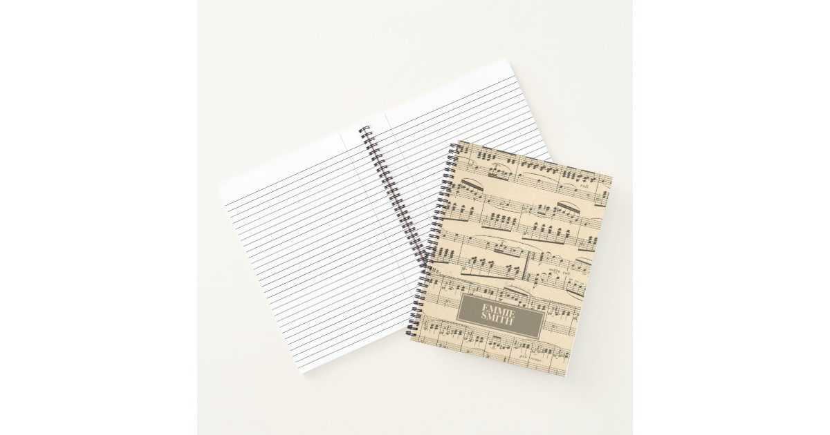 Personalized Vintage Antique Sheet Music Notebook | Zazzle