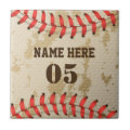 Personalized Vintage Baseball Name Number Retro Ceramic Tile | Zazzle