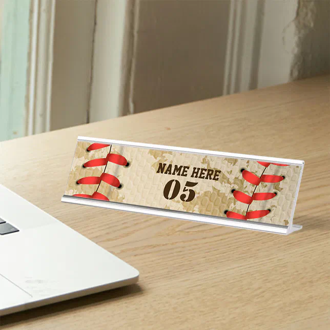 Personalized Vintage Baseball Name Number Retro Desk Name Plate | Zazzle