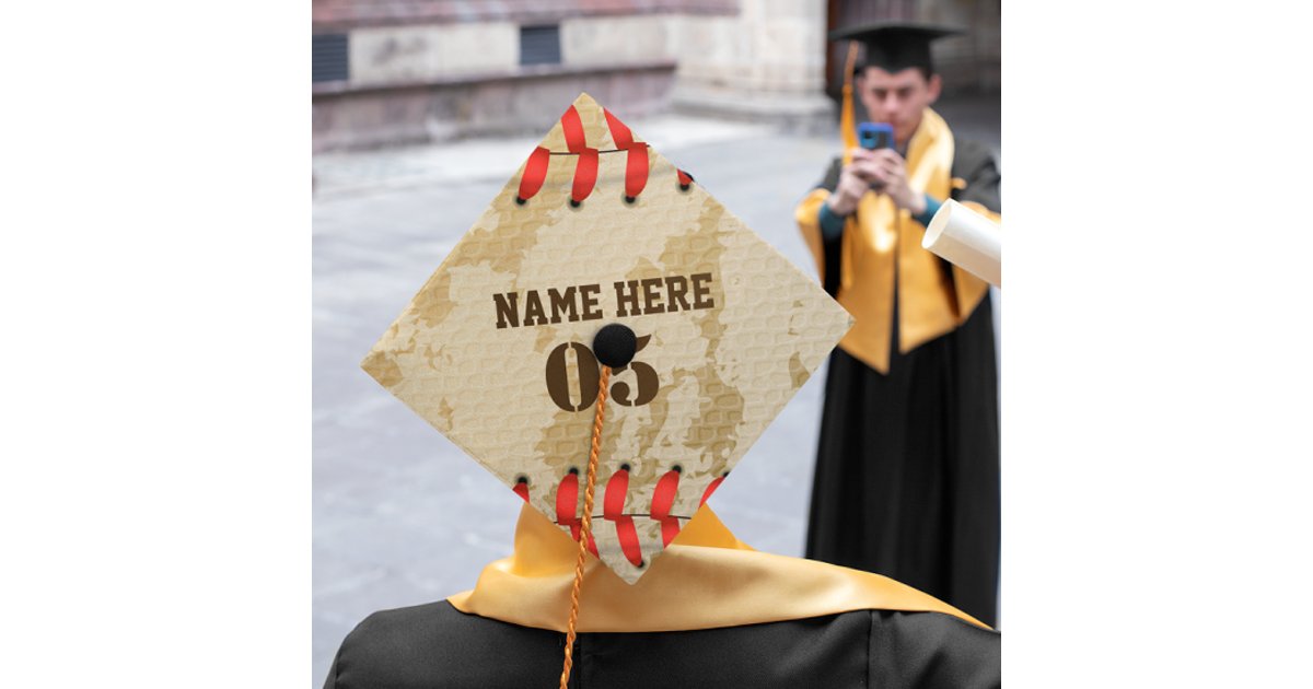 Personalized Vintage Baseball Name Number Retro Graduation Cap Topper ...