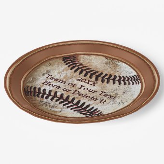 Personalized Vintage Baseball Paper Plates | Zazzle