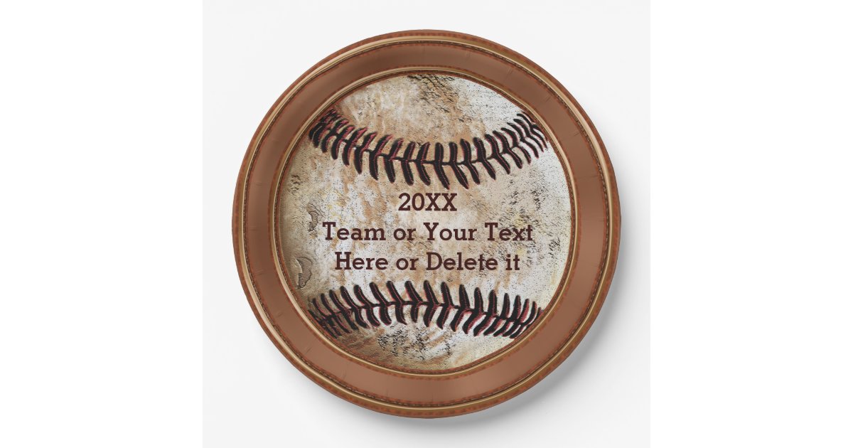 Personalized Vintage Baseball Paper Plates | Zazzle