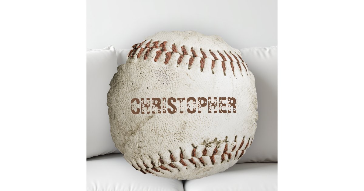Personalized Vintage Baseball Round Pillow | Zazzle