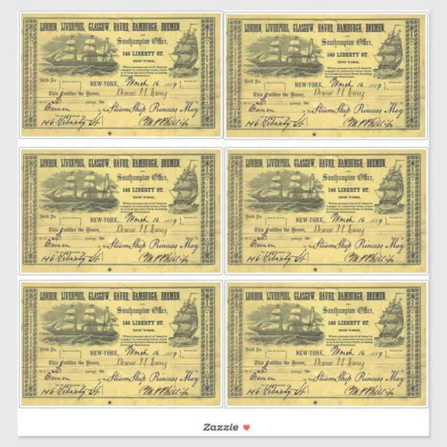Personalized Vintage British Steamship Ticket Sticker | Zazzle