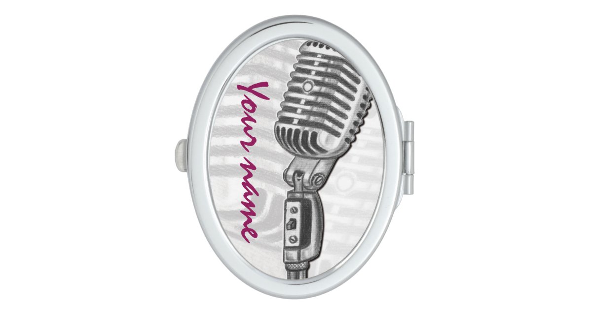 Personalized Vintage Microphone Compact Mirror | Zazzle