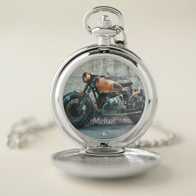 Personalized Vintage Motorcycle Pocket Watch | Zazzle