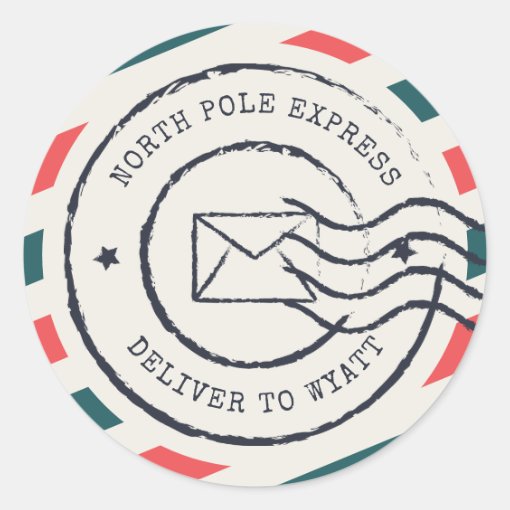 Personalized Vintage North Pole Express Classic Round Sticker | Zazzle