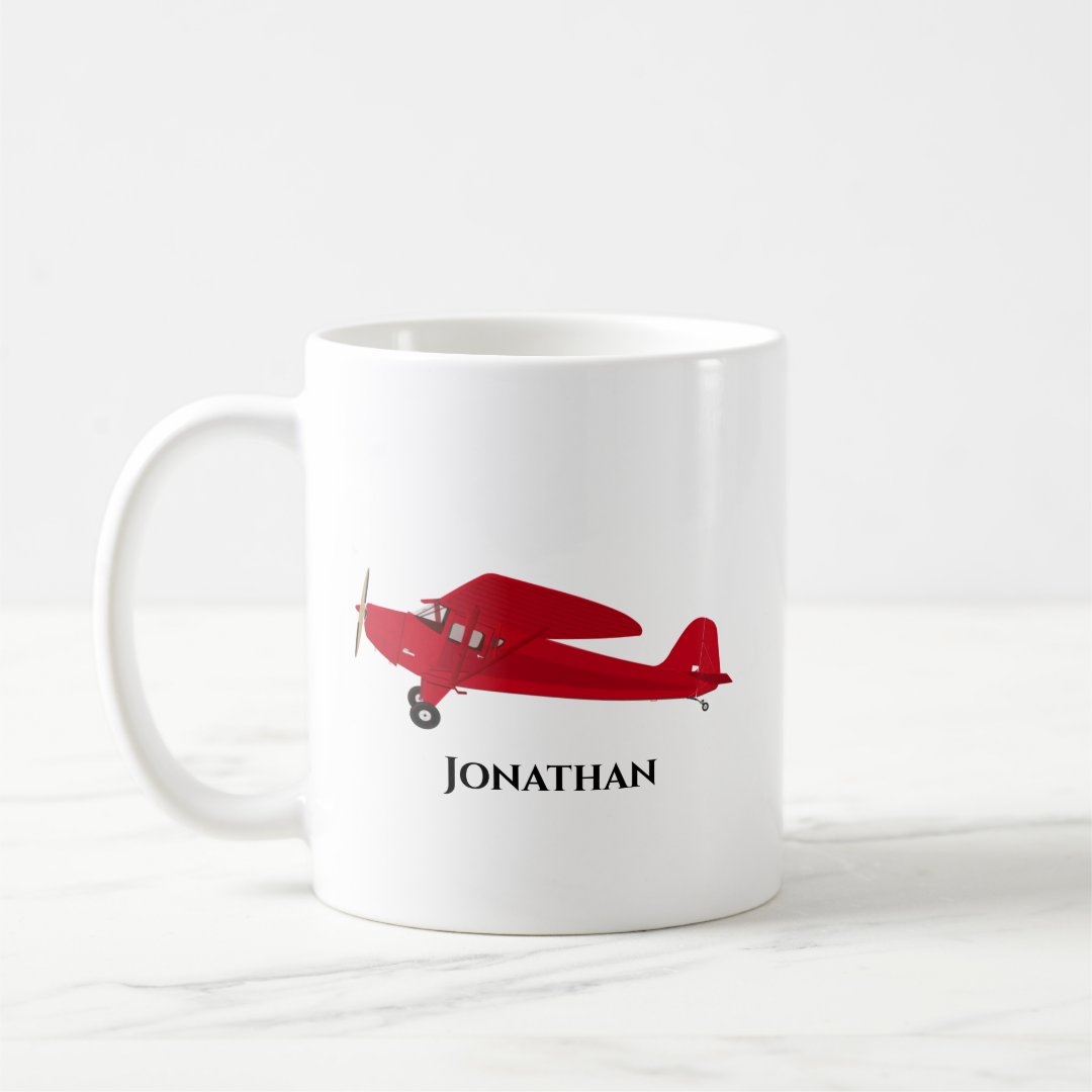 Personalized Vintage Red Airplane Coffee Cups Mugs | Zazzle