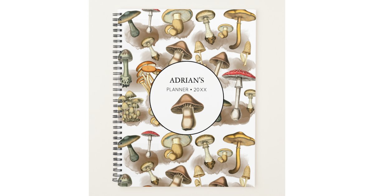 Personalized Vintage Woodland Forest Mushrooms Planner | Zazzle