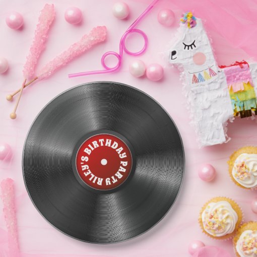 Personalized Vinyl Album Record Red Party Paper Plates | Zazzle