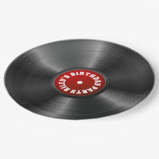 Personalized Vinyl Album Record Red Party Paper Plates | Zazzle