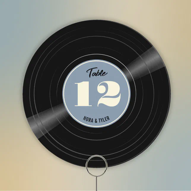 Personalized Vinyl Record Dusty Blue Table Number | Zazzle