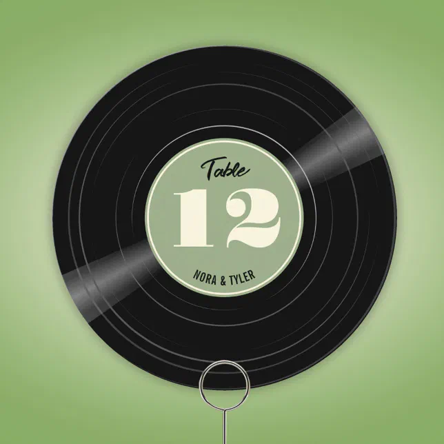 Personalized Vinyl Record Sage Green Table Number | Zazzle