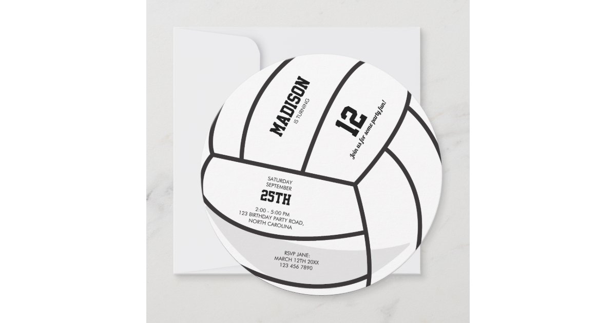 Personalized Volleyball Ball Birthday Party Invitation | Zazzle