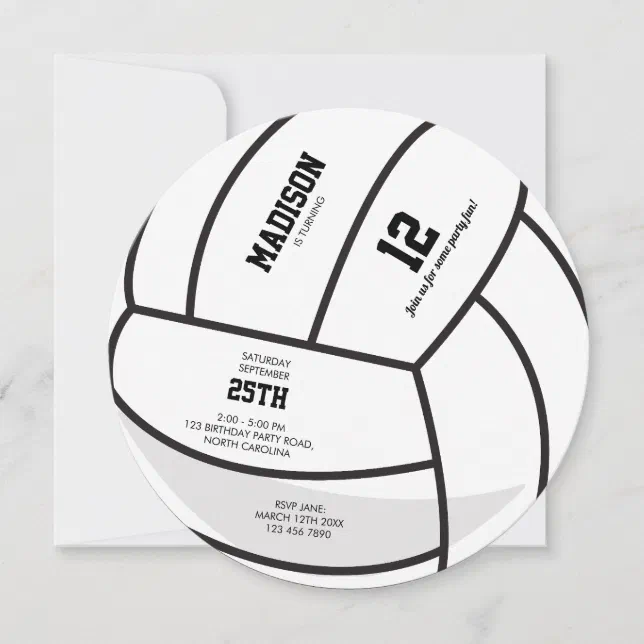 Personalized Volleyball Ball Birthday Party Invitation | Zazzle
