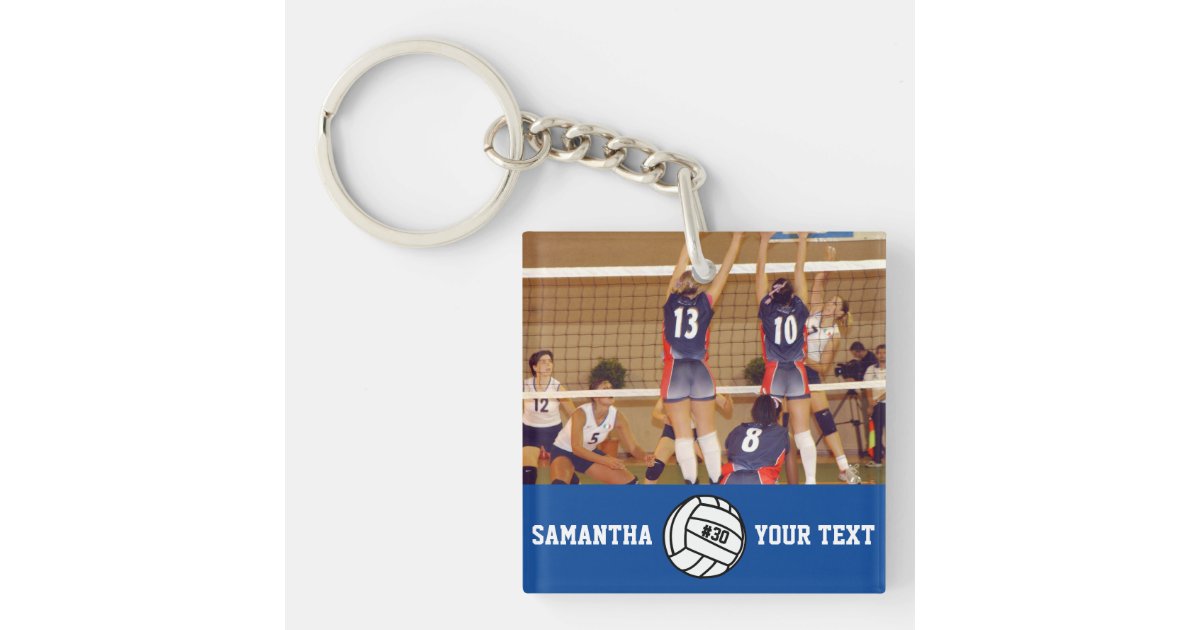 Personalized Volleyball Photo Name Team # Keychain | Zazzle