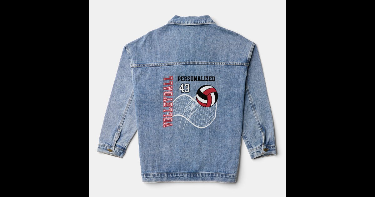 Personalized Volleyball - Red Denim Jacket | Zazzle
