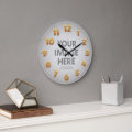 Personalized Wall Clocks Big Golden Numbers Photo | Zazzle