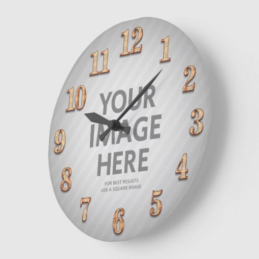 Personalized Wall Clocks Big Wood Numbers Photo | Zazzle