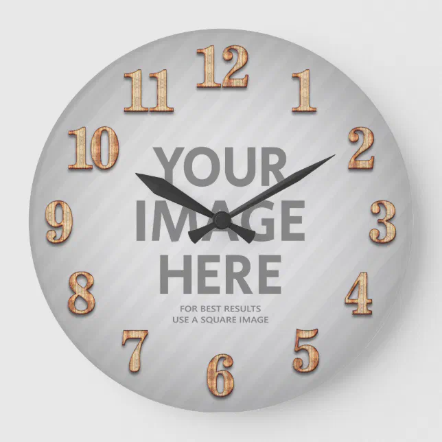 Personalized Wall Clocks Big Wood Numbers Photo | Zazzle
