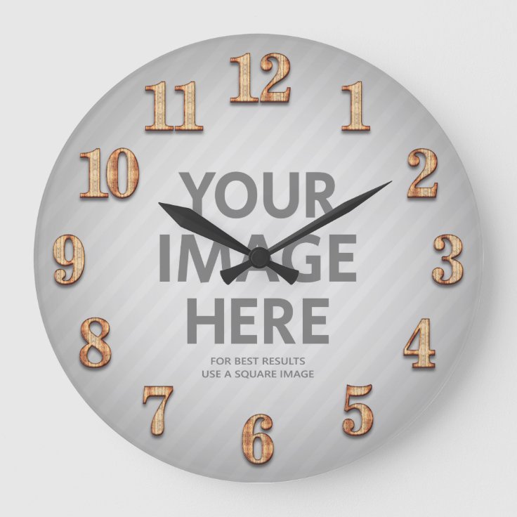Personalized Wall Clocks Big Wood Numbers Photo | Zazzle