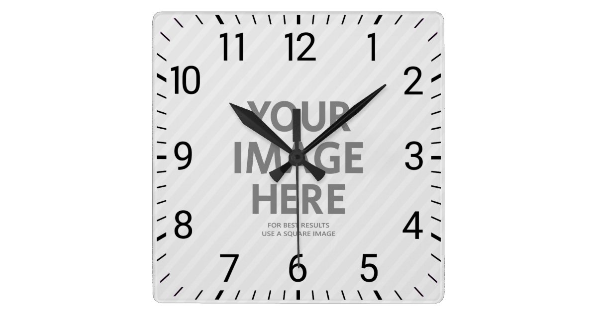Personalized Wall Clocks Custom Big Square Photo | Zazzle