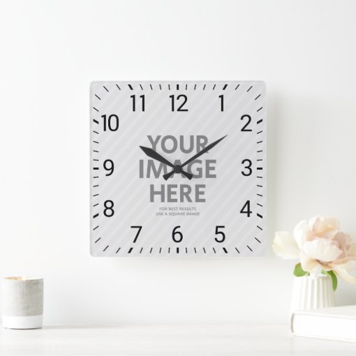 Personalized Wall Clocks Custom Big Square Photo | Zazzle