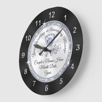 Personalized Wall Clocks for Weddings, Black White | Zazzle