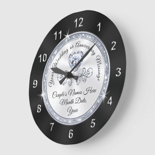 Personalized Wall Clocks for Weddings, Black White | Zazzle