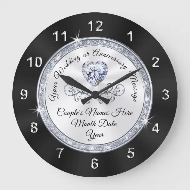 Personalized Wall Clocks for Weddings, Black White | Zazzle