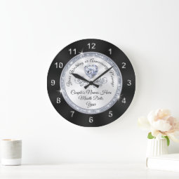 Personalized Wall Clocks for Weddings, Black White | Zazzle