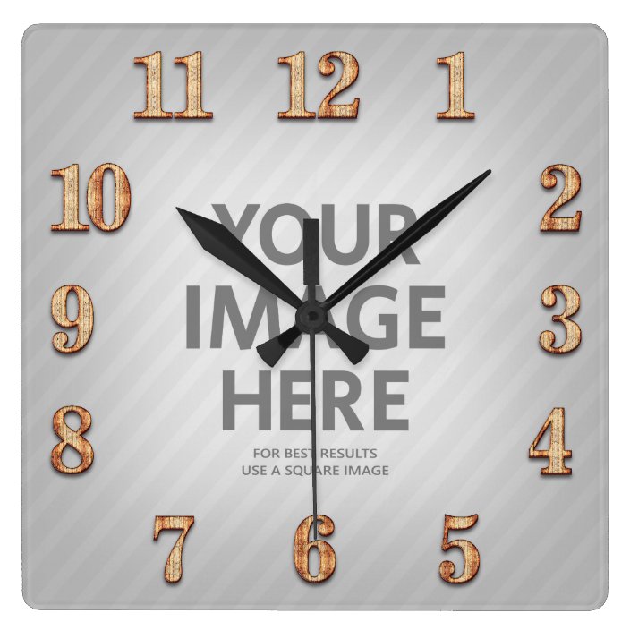 Personalized Wall Clocks Square Photo Wood Numbers | Zazzle.com
