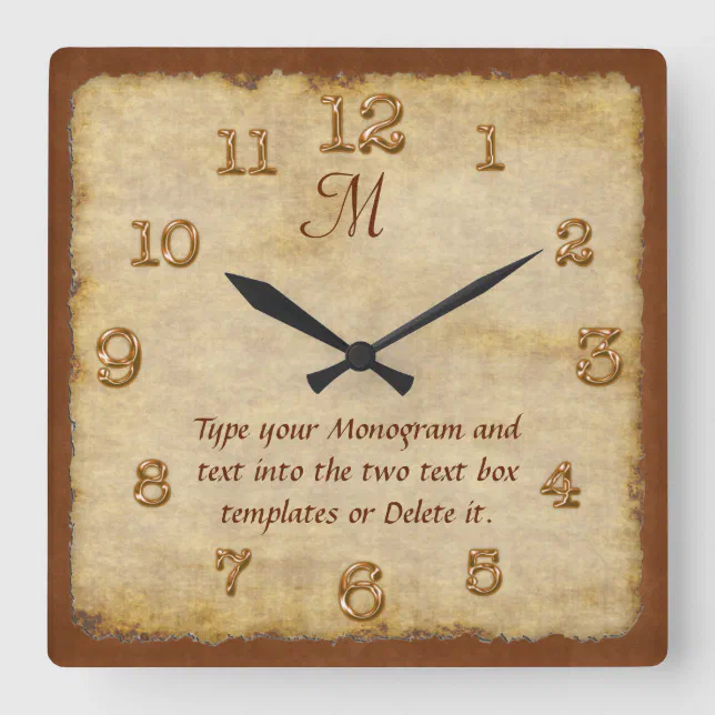 Personalized Wall Clocks YOUR MONOGRAM and TEXT | Zazzle
