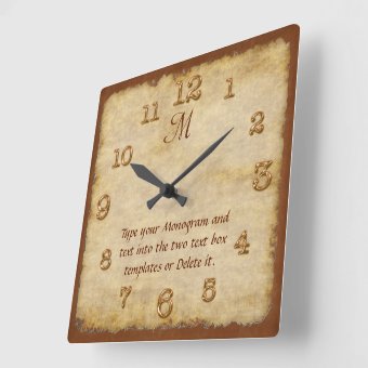 Personalized Wall Clocks YOUR MONOGRAM and TEXT | Zazzle