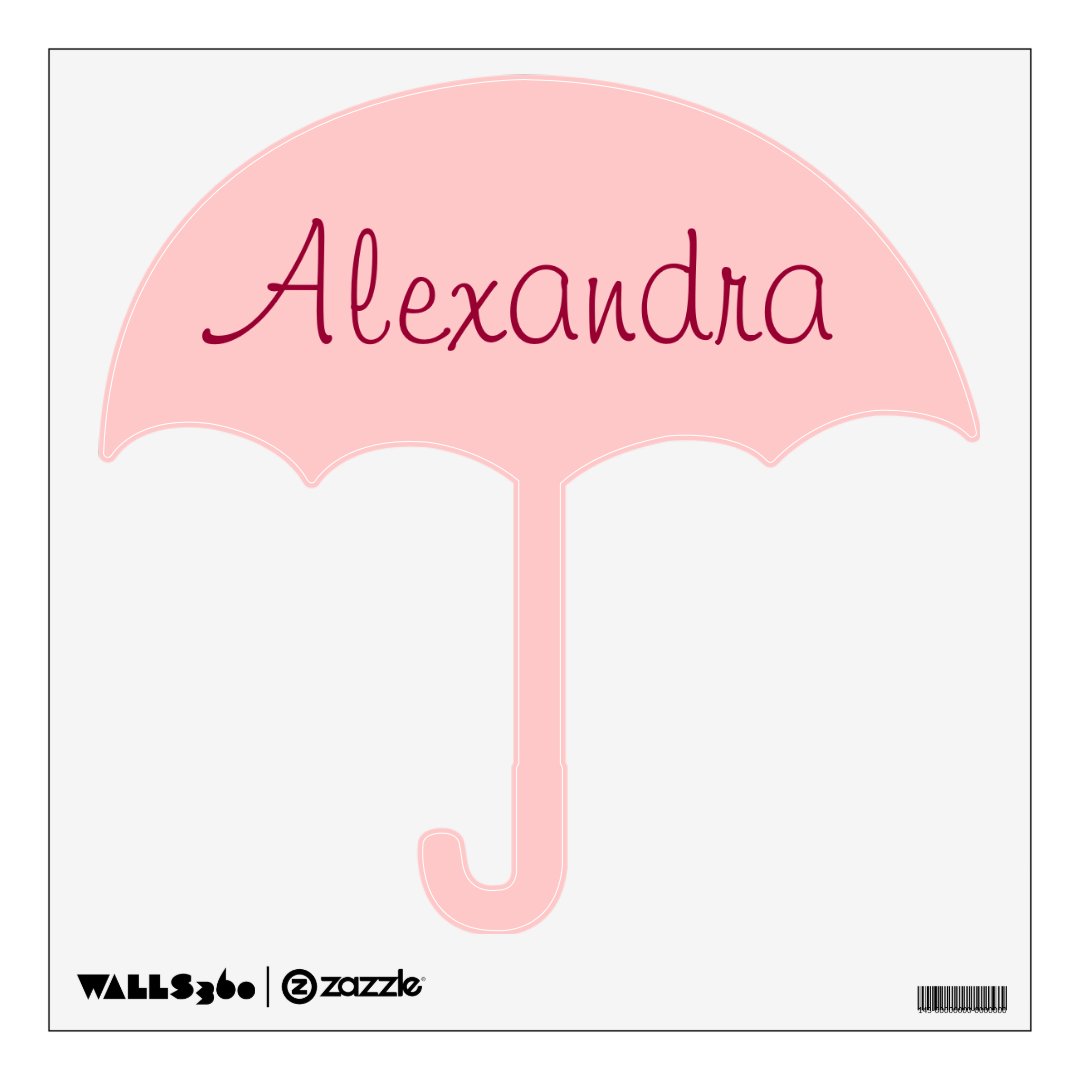 Personalized Wall Decal for Girls, Pink Umbrella | Zazzle