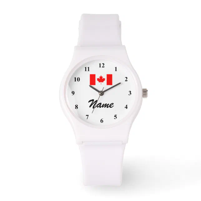 Personalized watch with name and Canadian flag | Zazzle