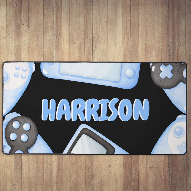 Personalized Watercolor Blue Gaming Desk Mat | Zazzle