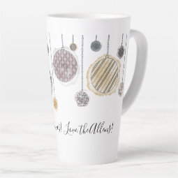 Personalized watercolor Christmas bulb latte mug | Zazzle