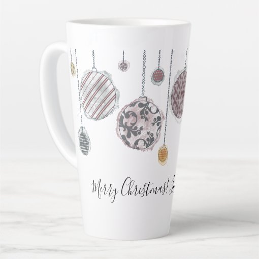 Personalized watercolor Christmas bulb latte mug | Zazzle