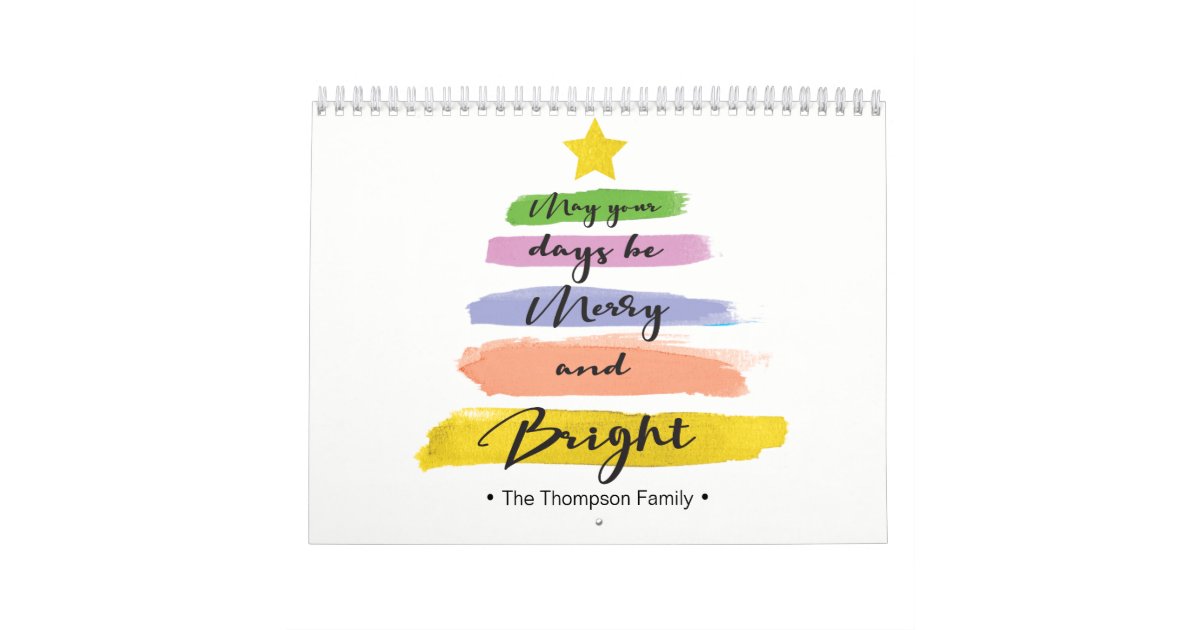 Personalized, Watercolor Christmas Tree, Photo Calendar | Zazzle