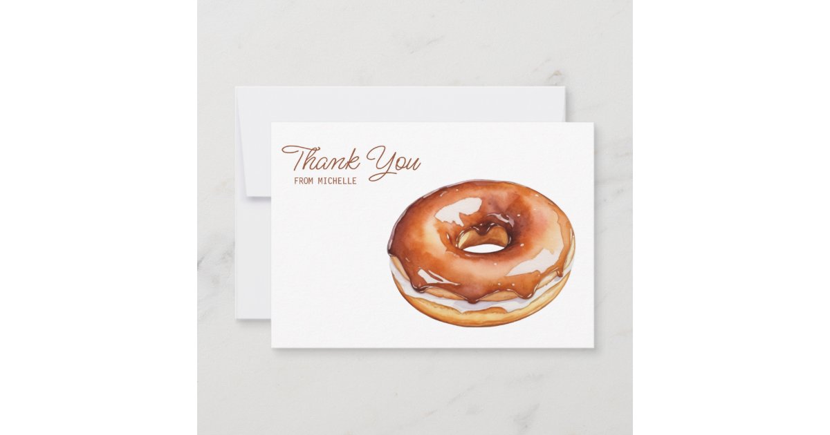 Personalized Watercolor Donut Thank You Cards | Zazzle