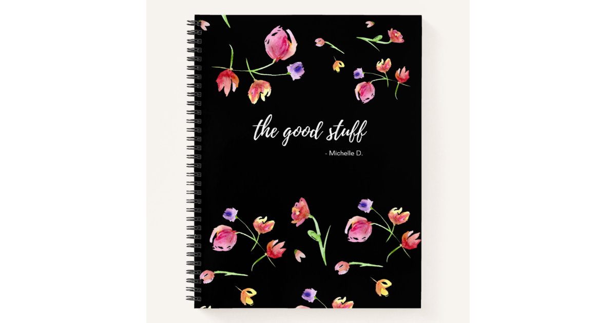 Personalized watercolor flower design with Name Notebook | Zazzle