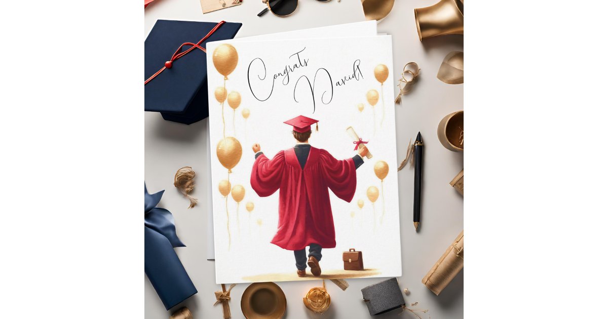Personalized Watercolor Graduation Master, College Card | Zazzle