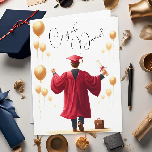 Personalized Watercolor Graduation Master, College Card | Zazzle