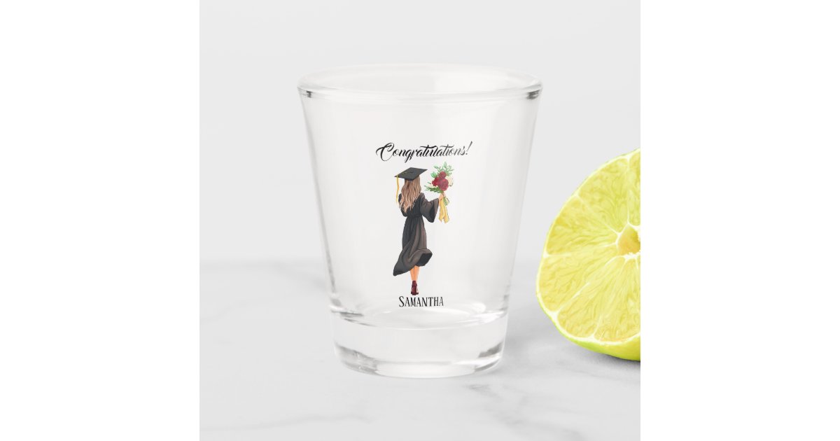 Personalized Watercolor Graduation Shot Glass | Zazzle