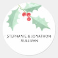 Personalized Watercolor Holly Classic Round Sticker | Zazzle