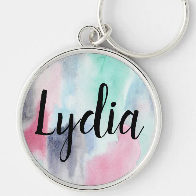 Personalized Watercolor Keychain | Zazzle