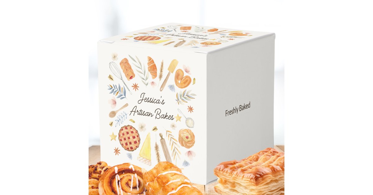 Personalized Watercolor Pastry Baking Bakery Favor Boxes | Zazzle